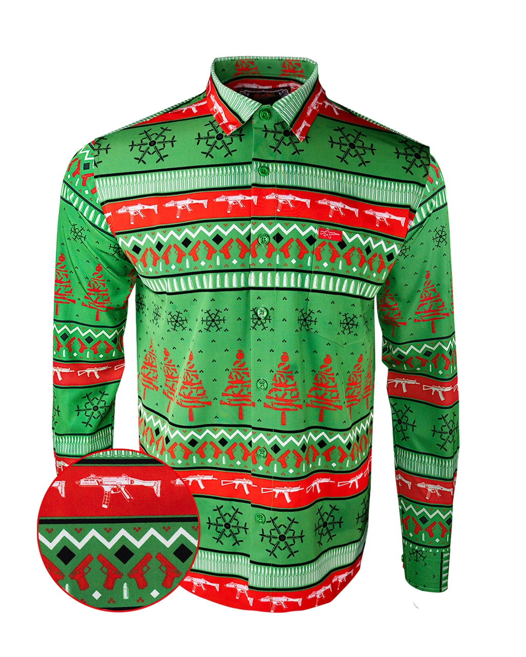 Retro - Men's Long Sleeve Button Down - The Workshop Green