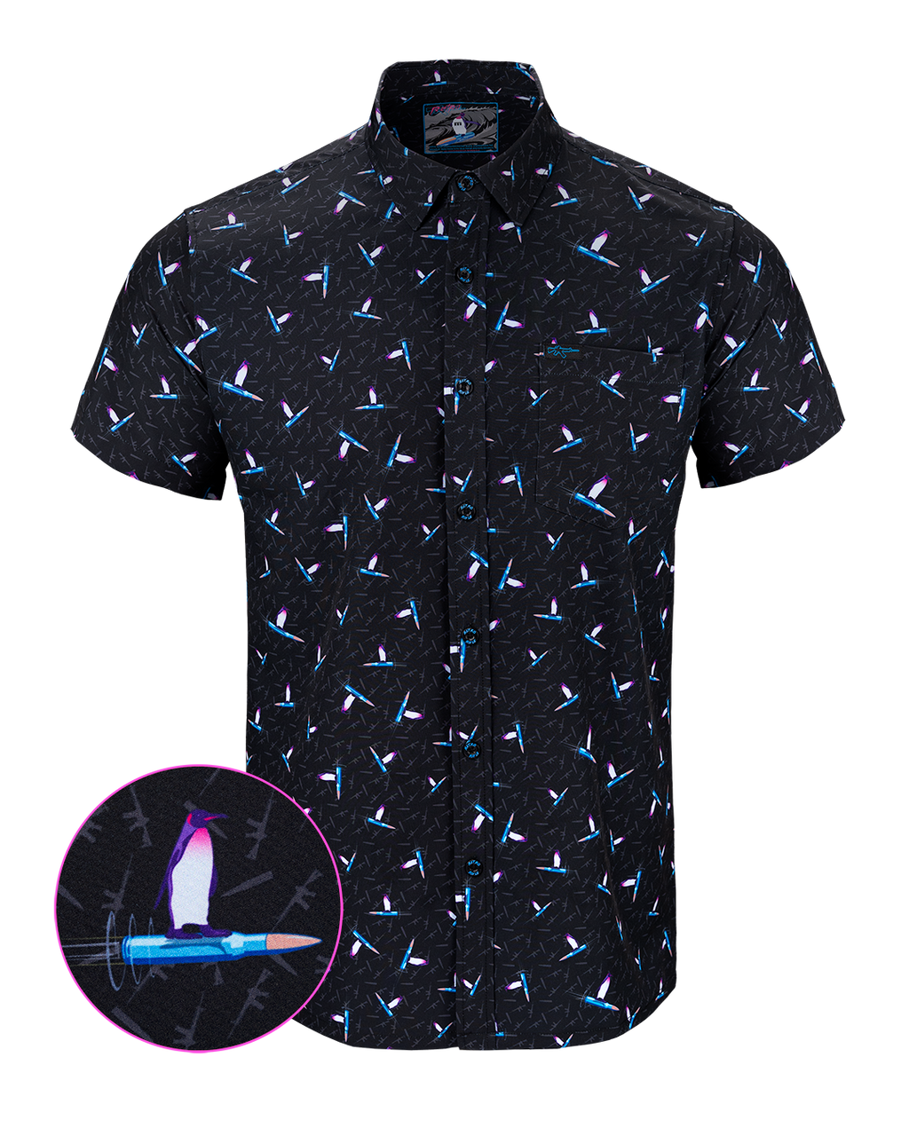 Retro - Men's Button Down - Hanguin (Black)