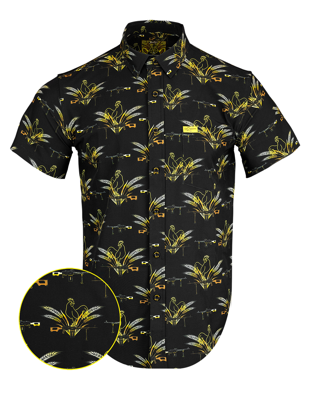 Retro - Men's Button Down - Le Cock V2 (Black/Gold)