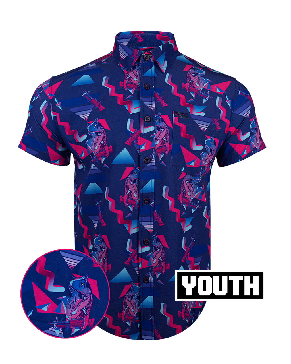 Retro - Youth Button Down - Prehistoric Blue