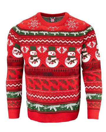Retro Rifle - Men's Knit Sweater - Snowman Red
