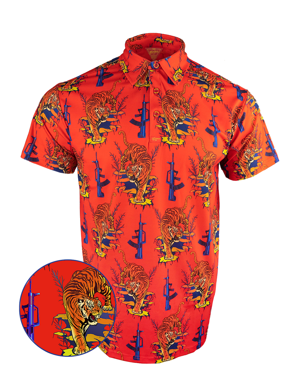 Retro - Men's Polo Shirt - Red Tiger